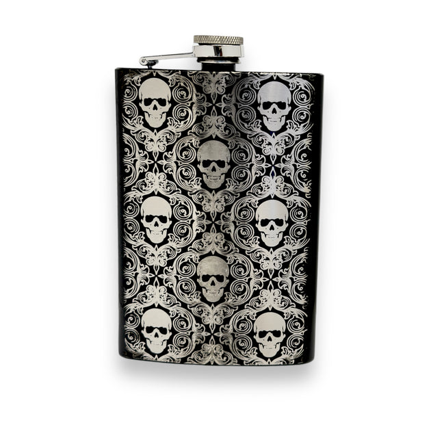 8oz BLACK Gothic Baroque Flask – HipFlaskPlus