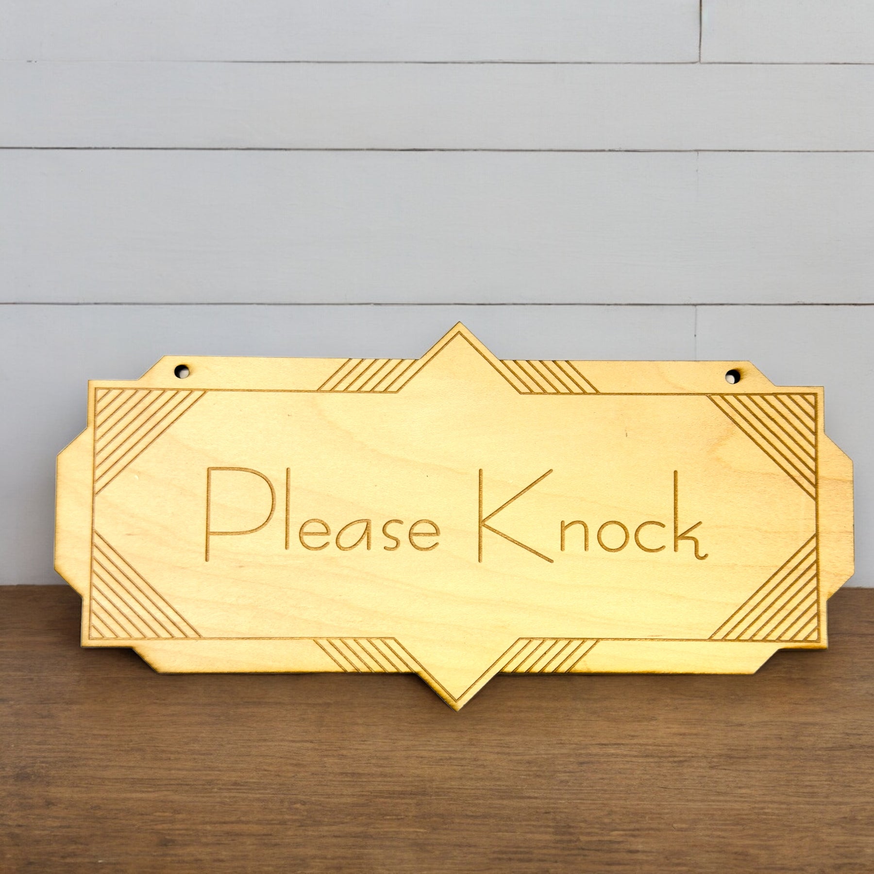 Please Knock - Raw Wood Door Sign 4x8 – HipFlaskPlus
