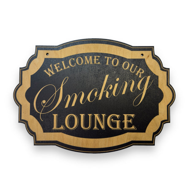 Welcome to Our Smoking Lounge - Black Door Sign 7x9.5in – HipFlaskPlus