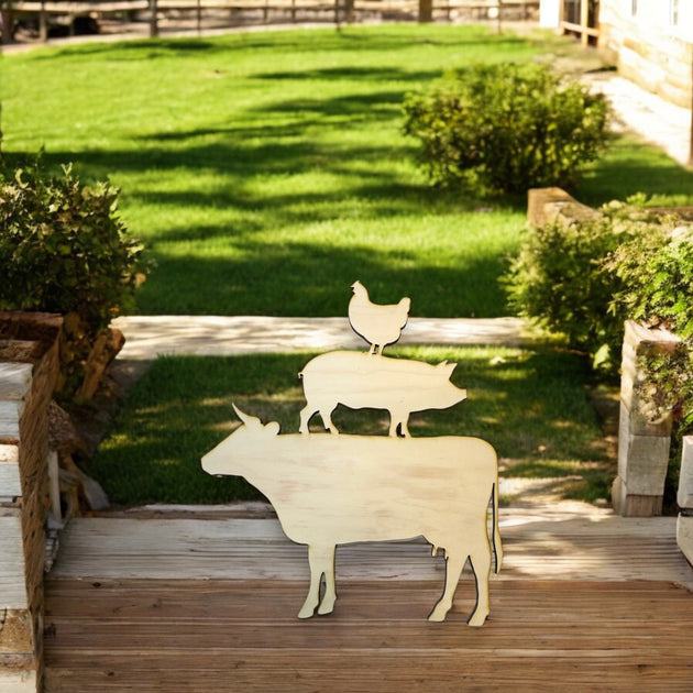 Farm Animals Raw Wood Cutout Sign 13x14 Wall Art – HipFlaskPlus