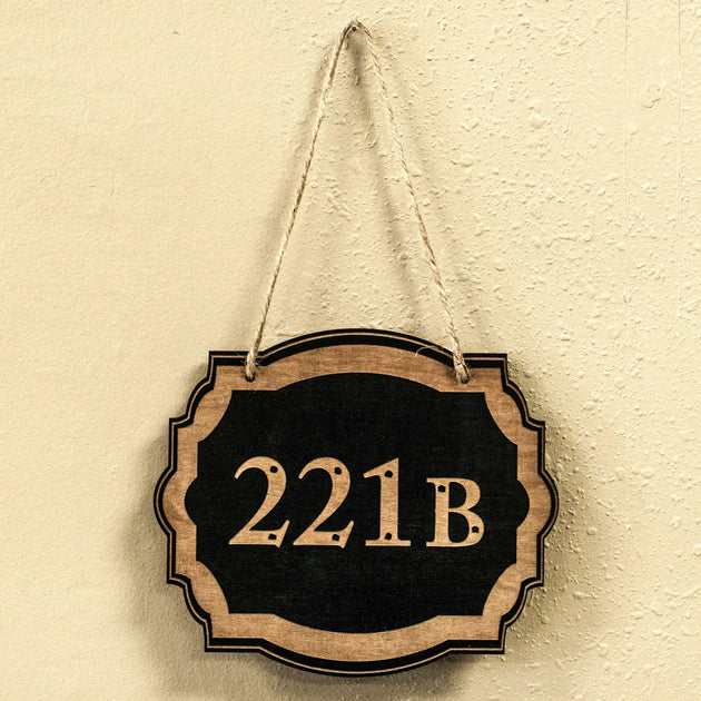221b - Black Door Sign 5x6 – HipFlaskPlus