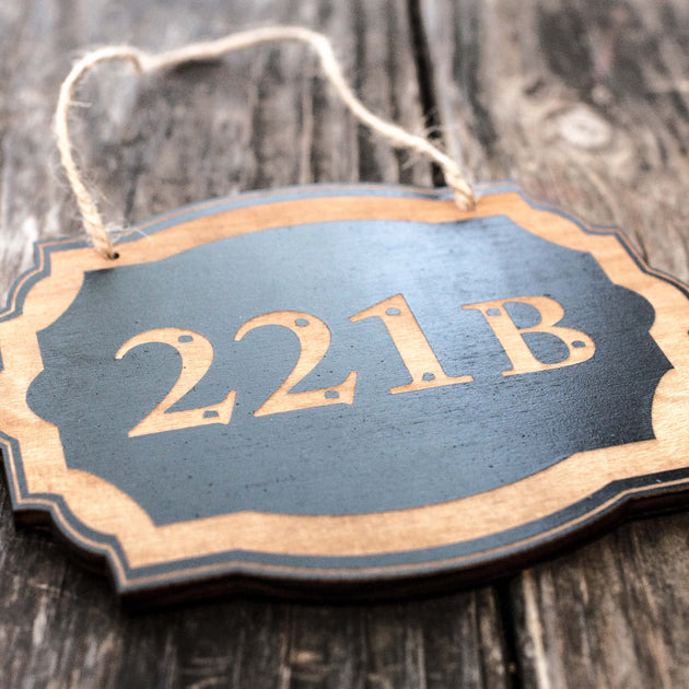 221b - Black Door Sign 5x6 – HipFlaskPlus
