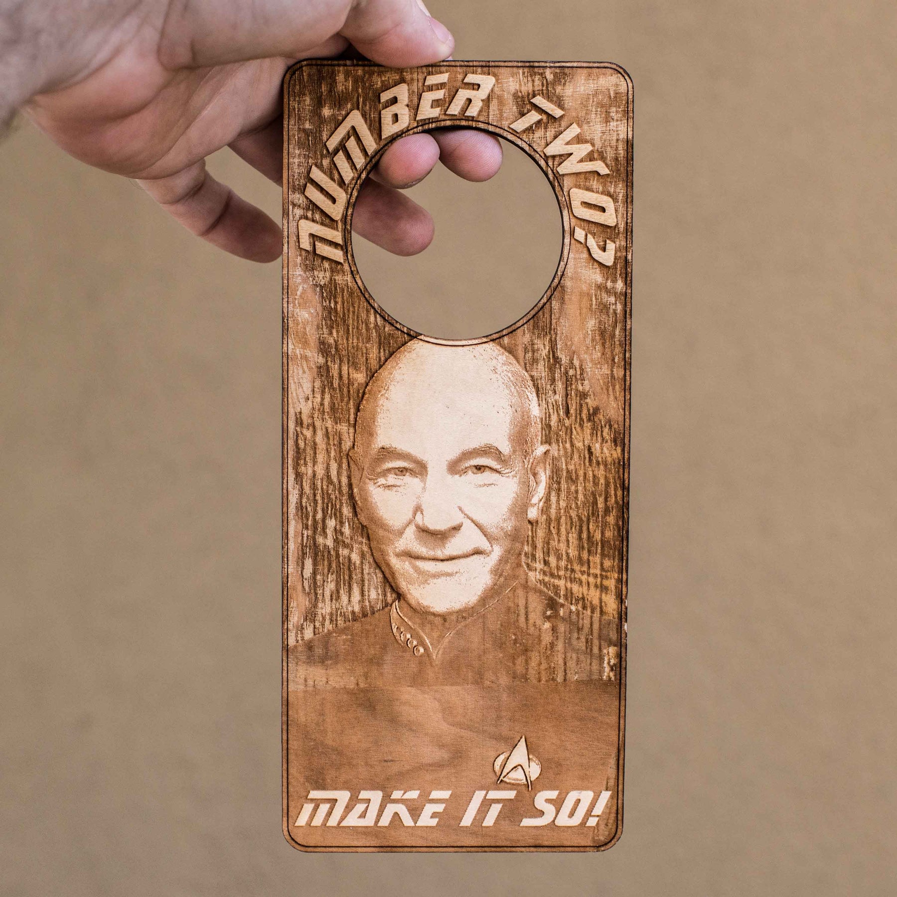 Door Hanger - Number Two Make it So - Raw Wood 9x4 – HipFlaskPlus